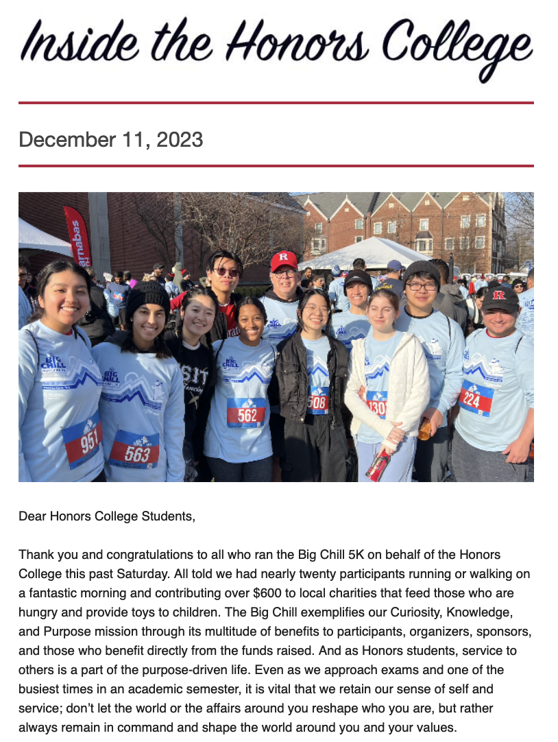 Student Newsletter | Inside the Honors College | Honors College